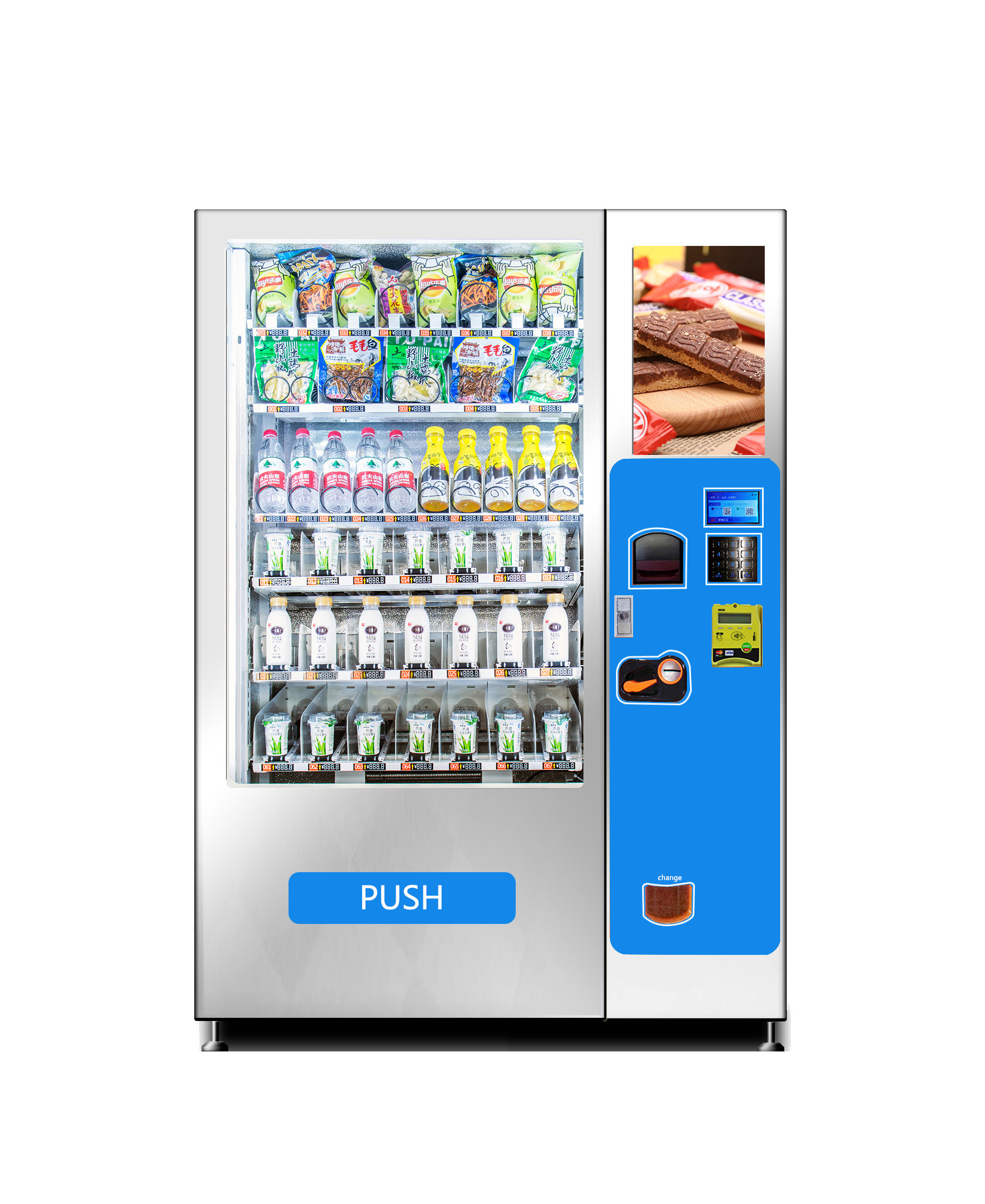 Smart Automatic Milk Snack Drink Vending Machine With 4G Wifi