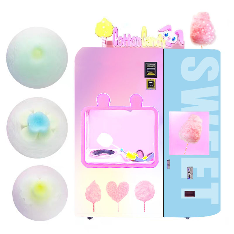 Floss Sugar Automatic Cotton Candy Vending Machine By Mechanical Arm